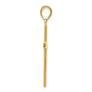 Solid 14k Yellow Gold Stick Cross Pendant Charm - 38mm x 20mm