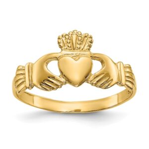 solid 14k yellow gold ladies' irish claddagh celtic ring band size 5