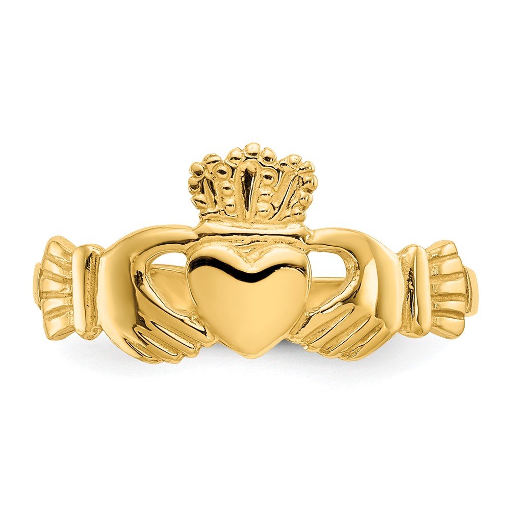 Solid 14k Yellow Gold Ladies' Irish Claddagh Celtic Ring Band Size 5