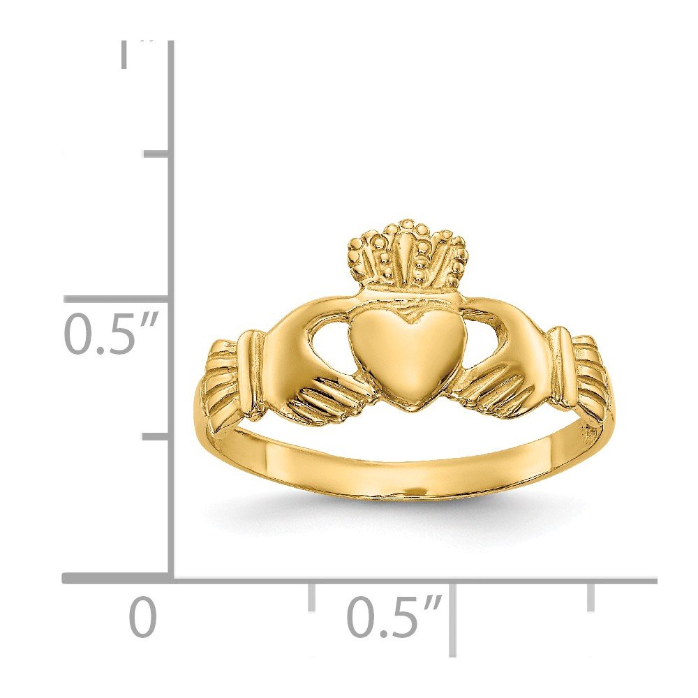 Solid 14k Yellow Gold Ladies' Irish Claddagh Celtic Ring Band Size 5