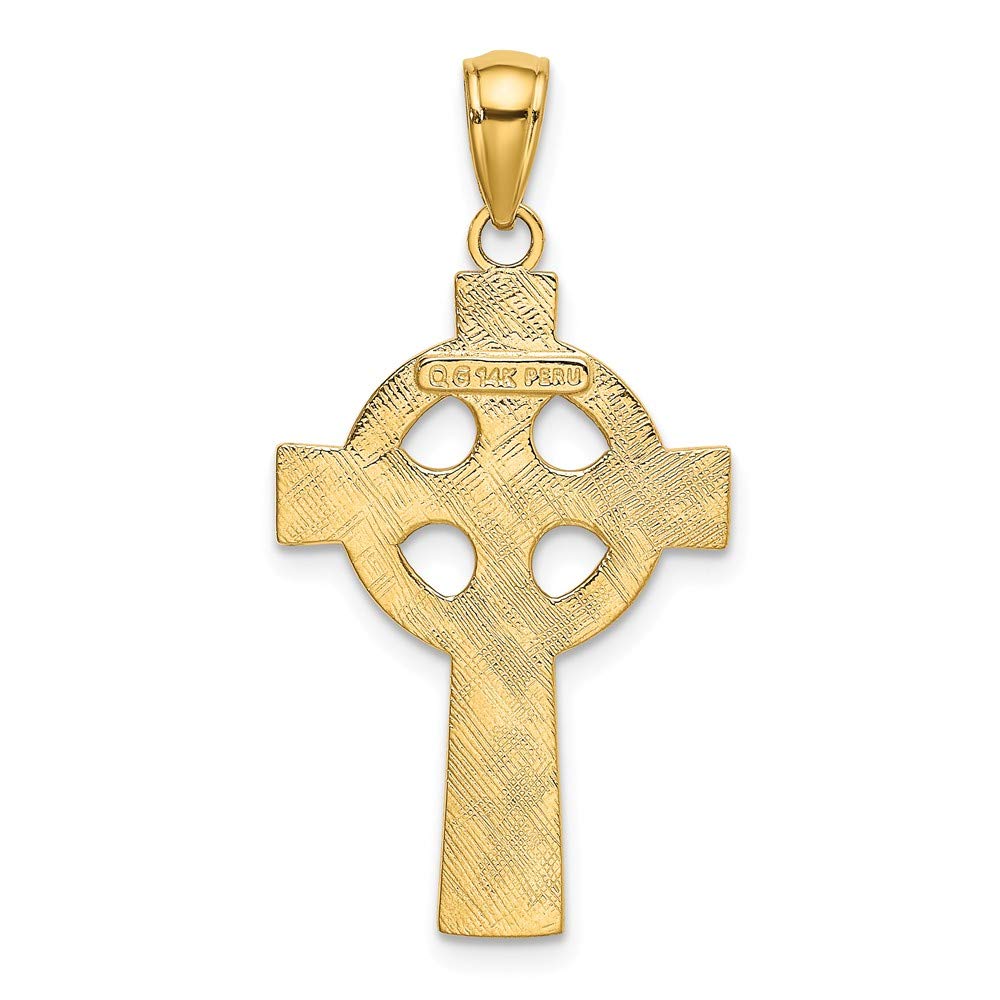 Solid 14k Yellow Gold Celtic Knot Irish Claddagh Cross Pendant Charm - 28mm x 17mm