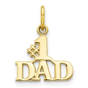 solid 10k yellow gold number one # 1 dad charm pendant - 17mm x 13mm