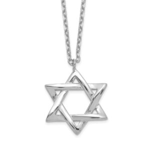 solid 925 sterling silver star of david lucky jewish 1in extension pendant necklace charm chain