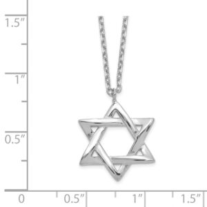 Solid 925 Sterling Silver Star of David Lucky Jewish 1in Extension Pendant Necklace Charm Chain