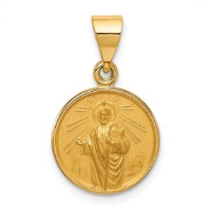 solid 18k yellow gold patron catholic patron saint jude medal pendant charm - 22mm x 13mm