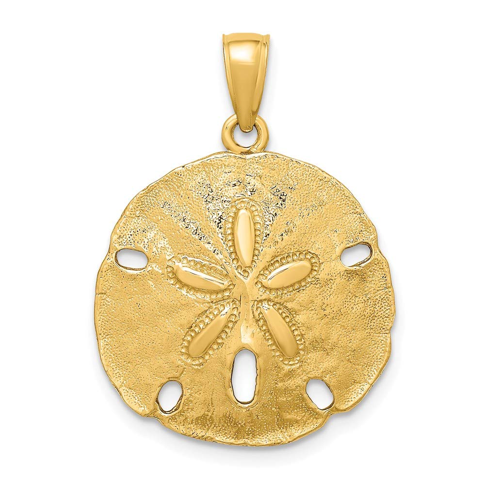 Solid 14k Yellow Gold Sand Dollar Charm Pendant - 20mm x 20mm