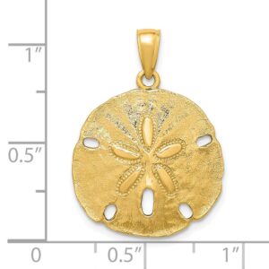 Solid 14k Yellow Gold Sand Dollar Charm Pendant - 20mm x 20mm