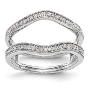 solid 14k white gold engagement wedding ring diamond guard size 7.5 (.24 cttw.)