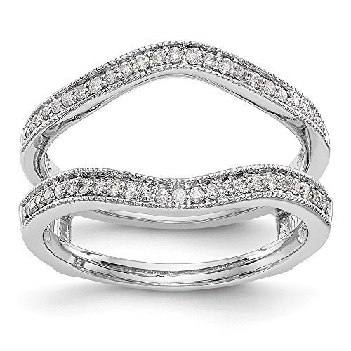 Solid 14K White Gold Engagement Wedding Ring Diamond Guard Size 7.5 (.24 cttw.)