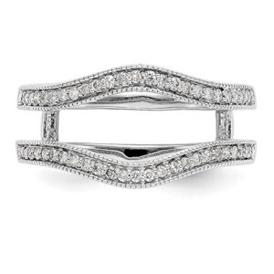 Solid 14K White Gold Engagement Wedding Ring Diamond Guard Size 7.5 (.24 cttw.)