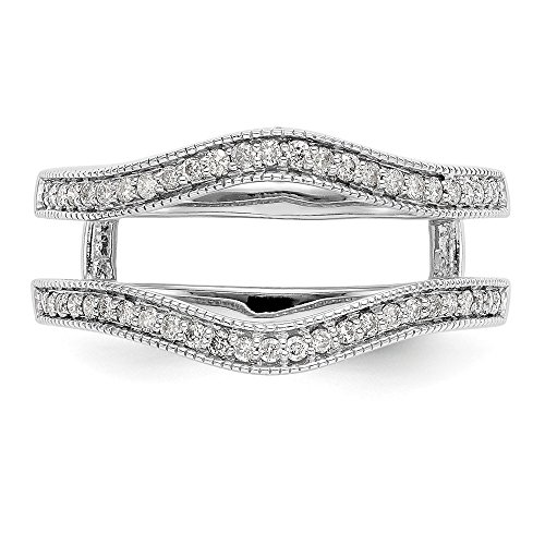 Solid 14K White Gold Engagement Wedding Ring Diamond Guard Size 7.5 (.24 cttw.)