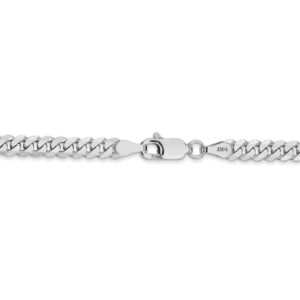 Solid 14k White Gold 3.2mm Beveled Curb Cuban Chain Necklace - with Secure Lobster Lock Clasp 20"