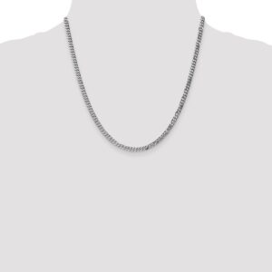 Solid 14k White Gold 3.2mm Beveled Curb Cuban Chain Necklace - with Secure Lobster Lock Clasp 20"