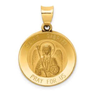 sonia jewels 14k yellow gold catholic patron saint gabriel medal brushed matte finish pendant charm - 21mm x 19mm