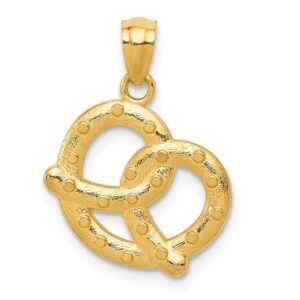 solid 14k yellow gold pretzel pendant charm - 21mm x 15mm