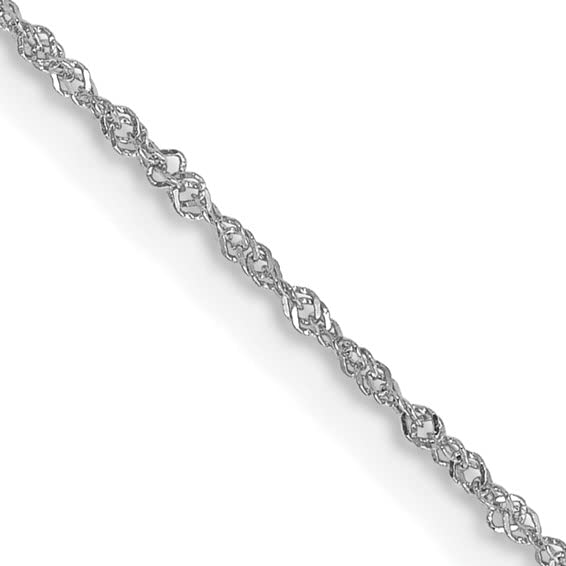 Solid 14k White Gold 1mm Singapore Chain Necklace 30"