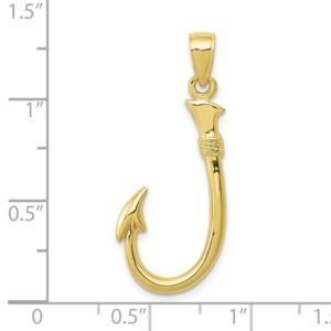 Solid 10k Yellow Gold Fish Hook Pendant Charm