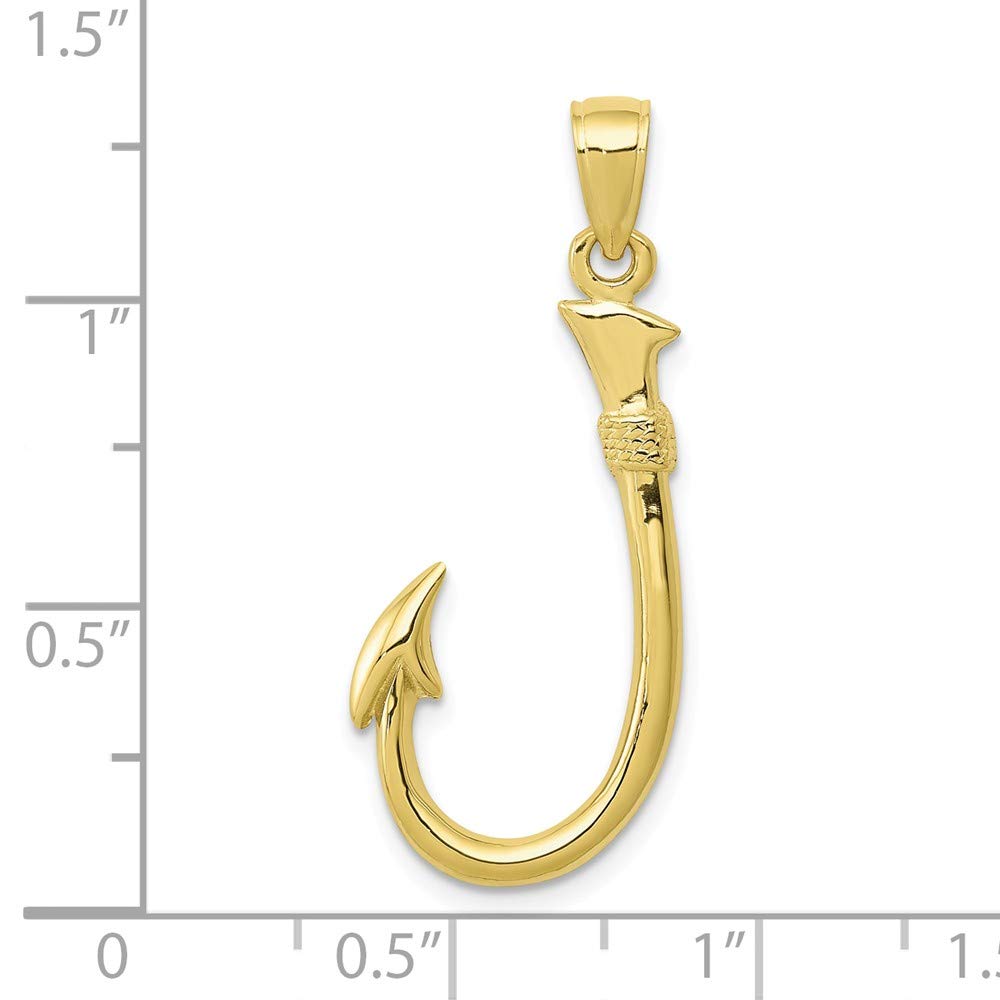 Solid 10k Yellow Gold Fish Hook Pendant Charm