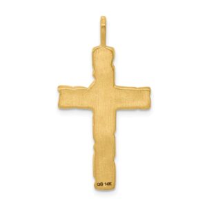 Solid 14k Yellow Gold Nugget Cross Pendant Charm - 34mm x 18mm