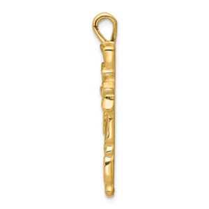 Solid 14k Yellow Gold Nugget Cross Pendant Charm - 34mm x 18mm