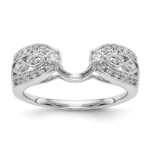 solid 14k white gold engagement diamond wrap wedding ring band guard enhancer size 6.5 (.272 cttw.)