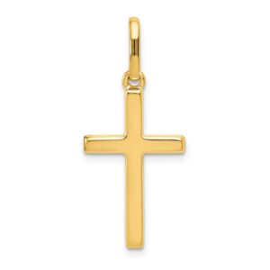 14k yellow gold cross pendant charm - 1" inch - 28mm x 13mm - jewelry gifts for women wife mom gifts for men husband dad