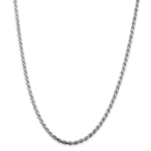 solid 925 sterling silver 3mm diamond-cut rope chain necklace - with secure lobster lock clasp 22"