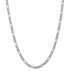 sonia jewels 14k white gold 5.75mm figaro chain necklace - with secure lobster lock clasp 20"