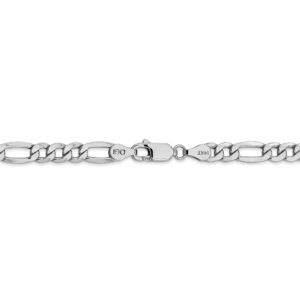 Sonia Jewels 14k White Gold 5.75mm Figaro Chain Necklace - with Secure Lobster Lock Clasp 20"