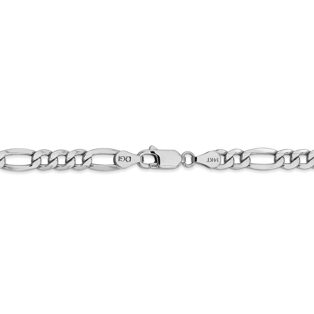 Sonia Jewels 14k White Gold 5.75mm Figaro Chain Necklace - with Secure Lobster Lock Clasp 20"