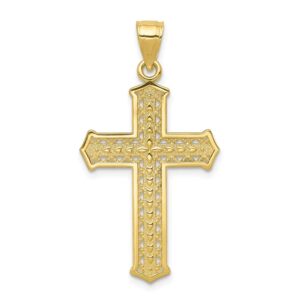 solid 10k yellow gold cross pendant charm - 35mm x 19mm - jewelry gifts for women wife mom gifts for men husband dad