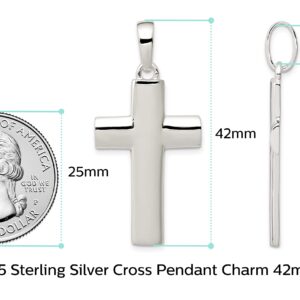 Solid 925 Sterling Silver Cross Pendant Charm - 42mm x 20mm - Jewelry Gifts For Women Wife Mom Gifts For Men Husband Dad