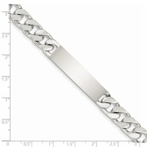 Solid 925 Sterling Silver 8.5inch Engravable Curb Cuban Link ID Bracelet Engravable Identification Name Bar Tag - with Secure Lobster Lock Clasp 8.5" (Width = 10mm)