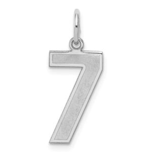 solid 925 sterling silver medium number 7 charm brushed matte finish pendant - 22mm x 9mm