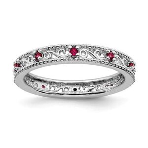 solid 925 sterling silver stackable created ruby ring eternity band size 10