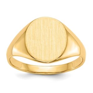 solid 14k yellow gold 11.0x9.5mm open back engravable monogram signet ring band size 5