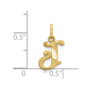 Solid 14k Yellow Gold Initial Letter J Alphabet Charm Pendant - 17mm x 10mm