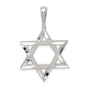 solid 925 sterling silver star of david lucky jewish charm pendant - 37mm x 24mm