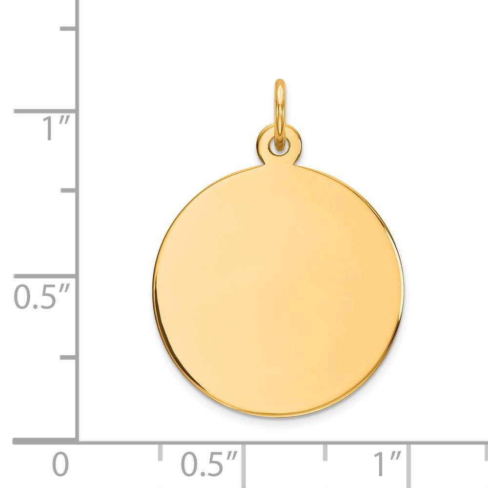 Solid 14k Yellow Gold Plain .011 Gauge Circular Engravable Disc Charm Pendant - 26mm x 19mm