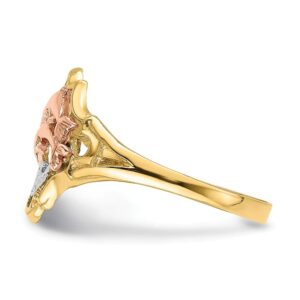 Solid 14k Yellow and Rose Gold Double Dolphin Ring Band Size 8