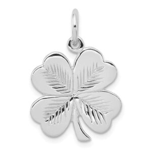 solid 925 sterling silver textured 4 leaf clover pendant charm - jewelry gifts for women wife mom gifts for men husband dad