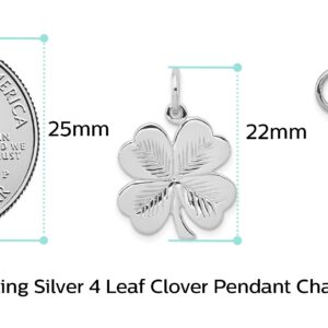 Solid 925 Sterling Silver Textured 4 Leaf Clover Pendant Charm - Jewelry Gifts For Women Wife Mom Gifts For Men Husband Dad