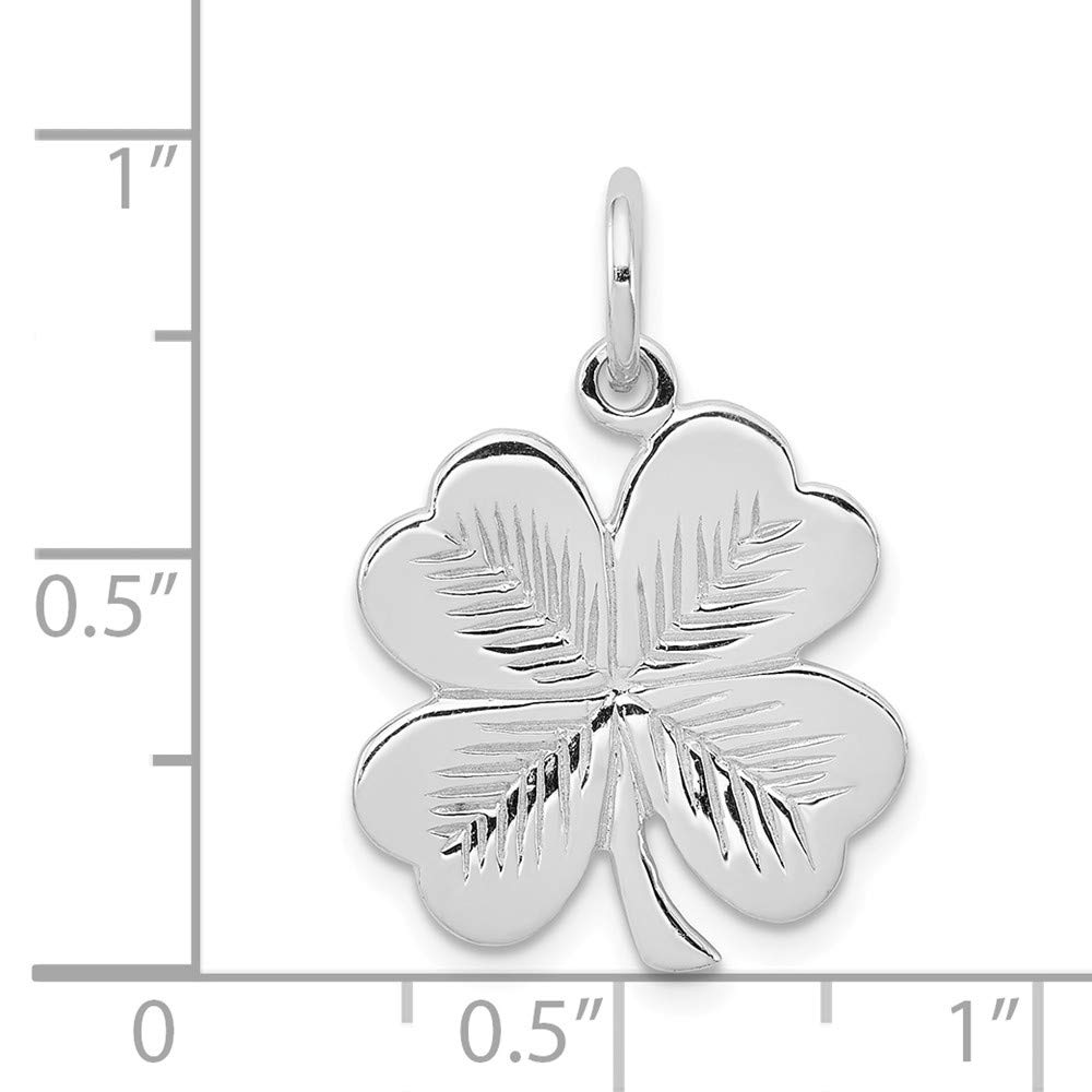 Solid 925 Sterling Silver Textured 4 Leaf Clover Pendant Charm - Jewelry Gifts For Women Wife Mom Gifts For Men Husband Dad