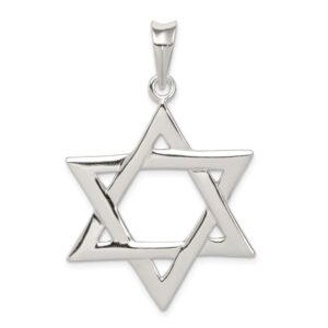 solid 925 sterling silver star of david lucky jewish pendant charm - 46mm x 29mm