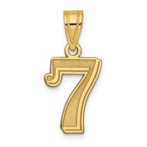 solid 14k yellow gold etched number 7 pendant charm