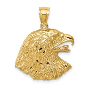 solid 14k yellow gold diamond-cut eagle pendant charm