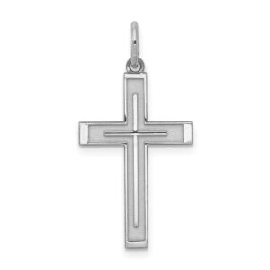 solid 925 sterling silver cross pendant charm - 27mm x 13mm