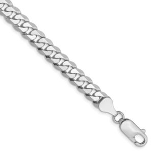 solid 14k white gold 6.25mm beveled curb cuban chain bracelet - with secure lobster lock clasp 7"