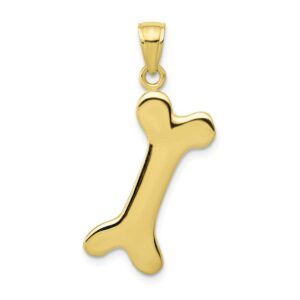 solid 10k yellow gold 3-d dog bone pendant charm