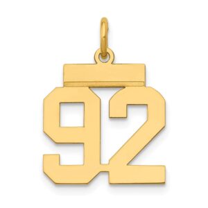 solid 14k yellow gold small number 92 charm pendant